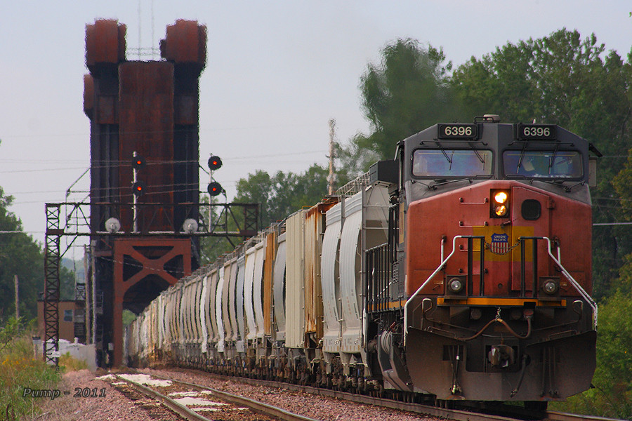 Southbound UP Loaded Rock Train DPU Locomotive